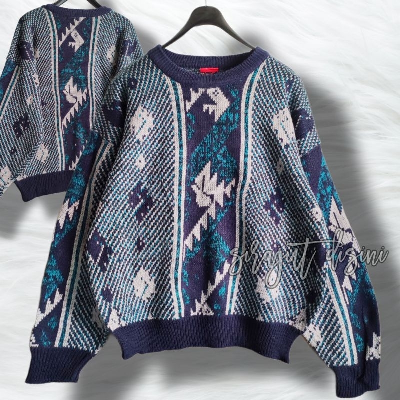 Jual SWEATER/CARDIGAN RAJUT MOTIF COOGI/ETNIK PATTERN KNIT UNISEX ...
