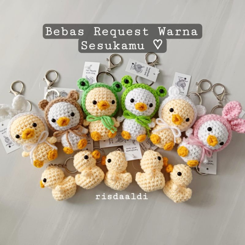Jual (Ready Stock) Gantungan Kunci Amigurumi Keychain Bebek Duck Milk ...