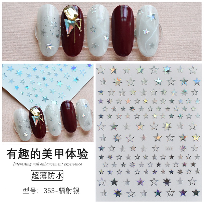 Jual Stiker Sparkle Meteor Love Heart Bintang Decals Back Glue Easy to ...