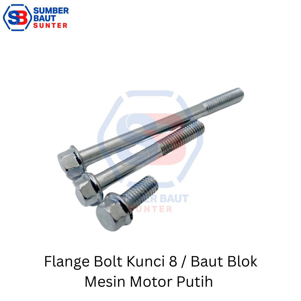 Jual M6x15 Flange Bolt Kunci 8 / Baut Blok Mesin Motor Putih 6 x 15 | Shopee Indonesia