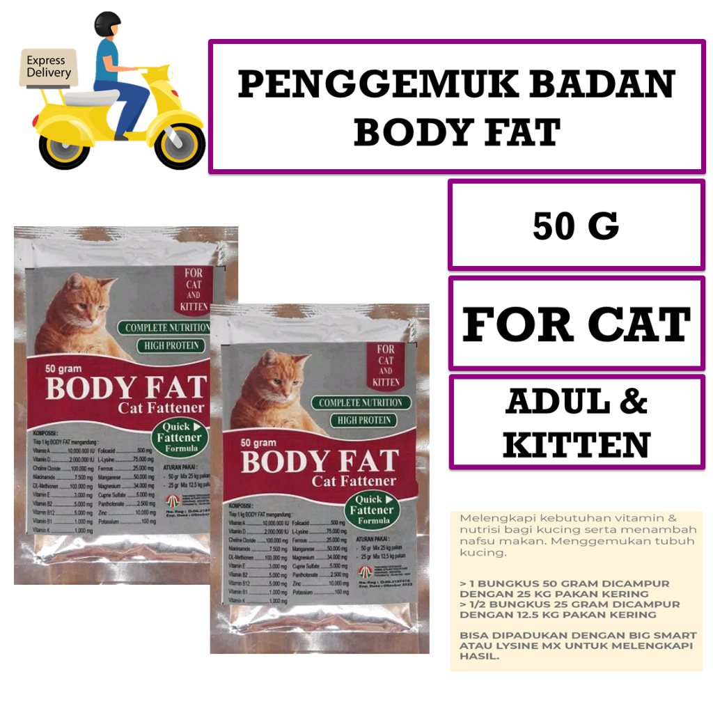 Jual Body Fat Penggemuk Kucing 50 gram vitamin bodyfat | Shopee Indonesia