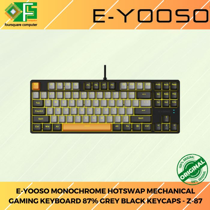 Jual E-YOOSO MONOCHROME HOTSWAP MECHANICAL GAMING KEYBOARD 87% GREY ...