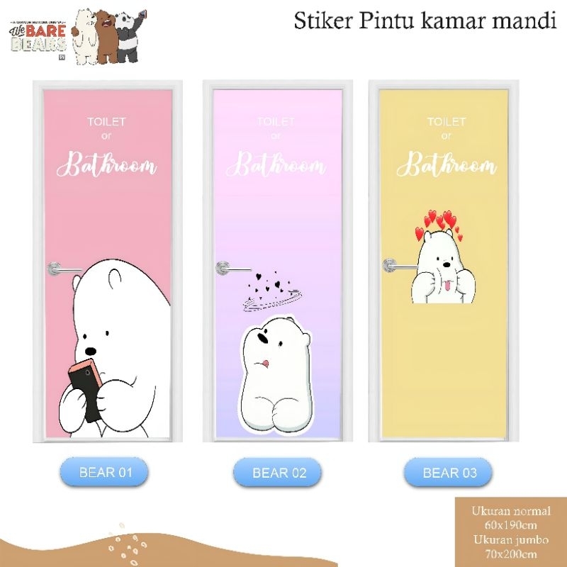 Jual Stiker pintu kamar mandi / sticker pintu kamar mandi motif BEAR ...
