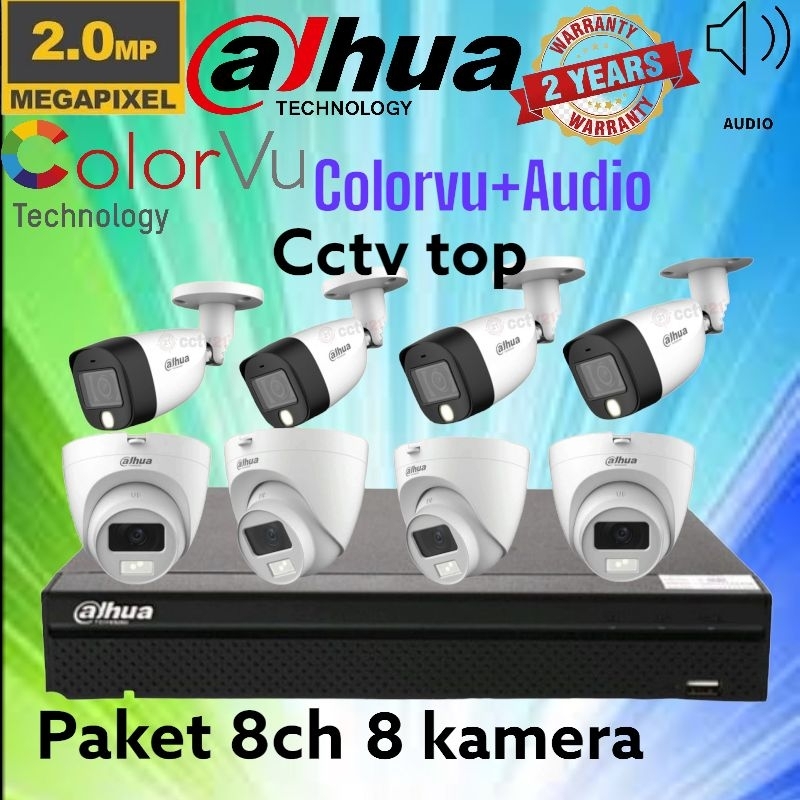 Jual Paket cctv dahua 8 chanel 2MP Colorvu Audio Full HD 1080P ORIGNAL ...