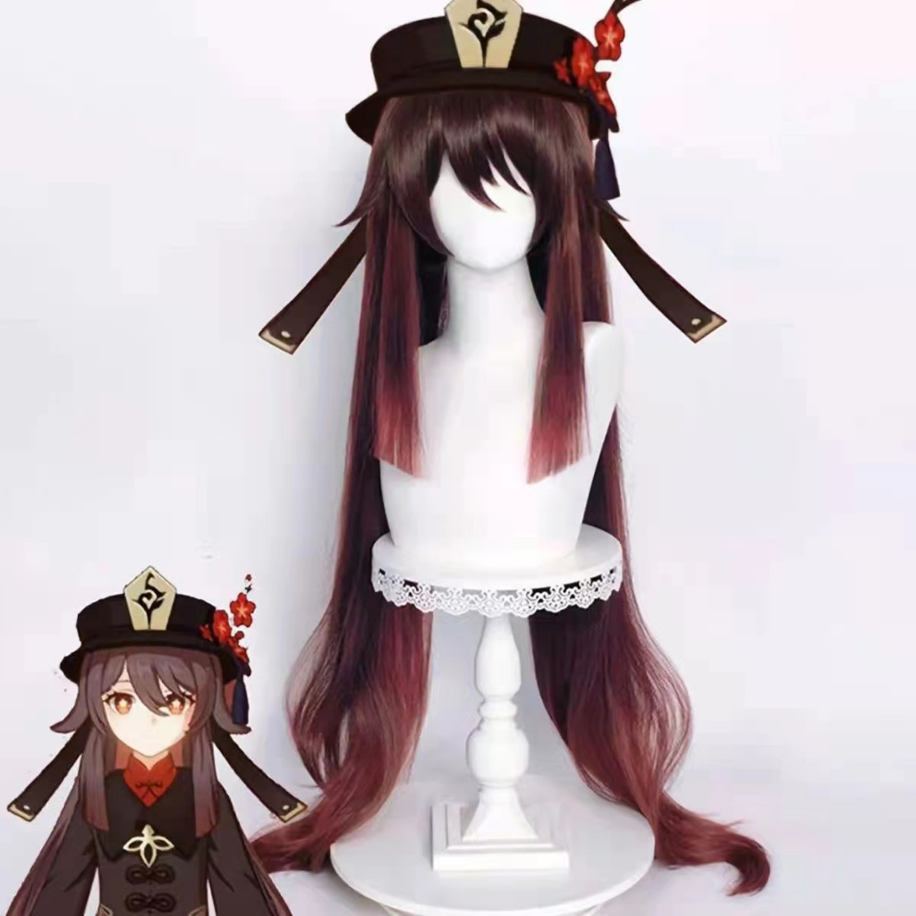 Jual Wig Cosplay Hutao Hitam coklat Genshin Impact Pursun Genshin ...
