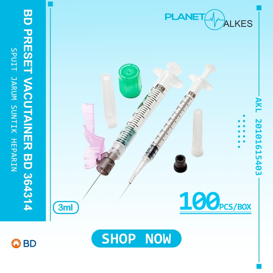Jual BD Vacutainer Syr Abg Preset / Spuit AGD 3ml ISI 100 / Syringe ...