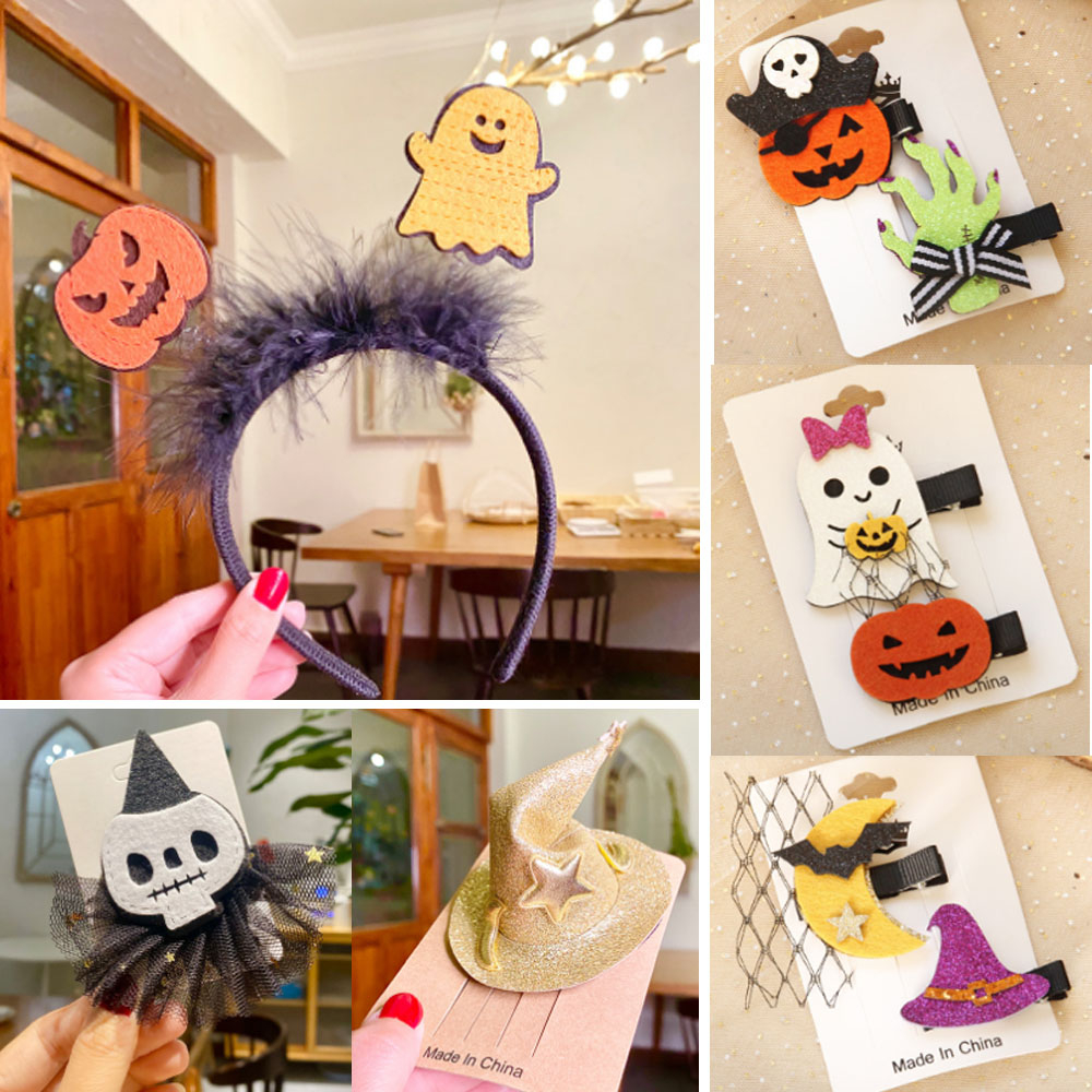 Jual Jepitan Bando Aksesoris Halloween Topi Penyihir Labu Tengkorak ...