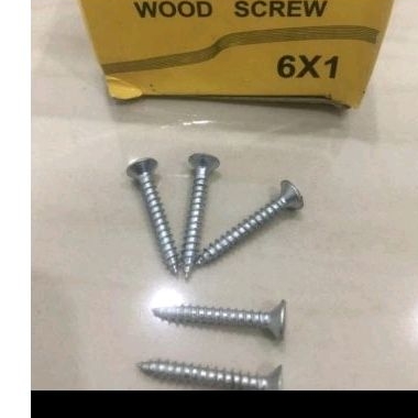 Jual skrup kayu bunga 1×6 sekerup kayu nikel 1x6 sekrup baut cacing ...