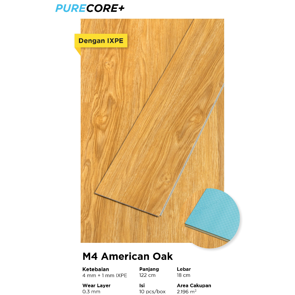 Jual SPC Marvel Pure Core M4 - American Oak 5mm | SPC + IXPE Foam 4+1mm ...