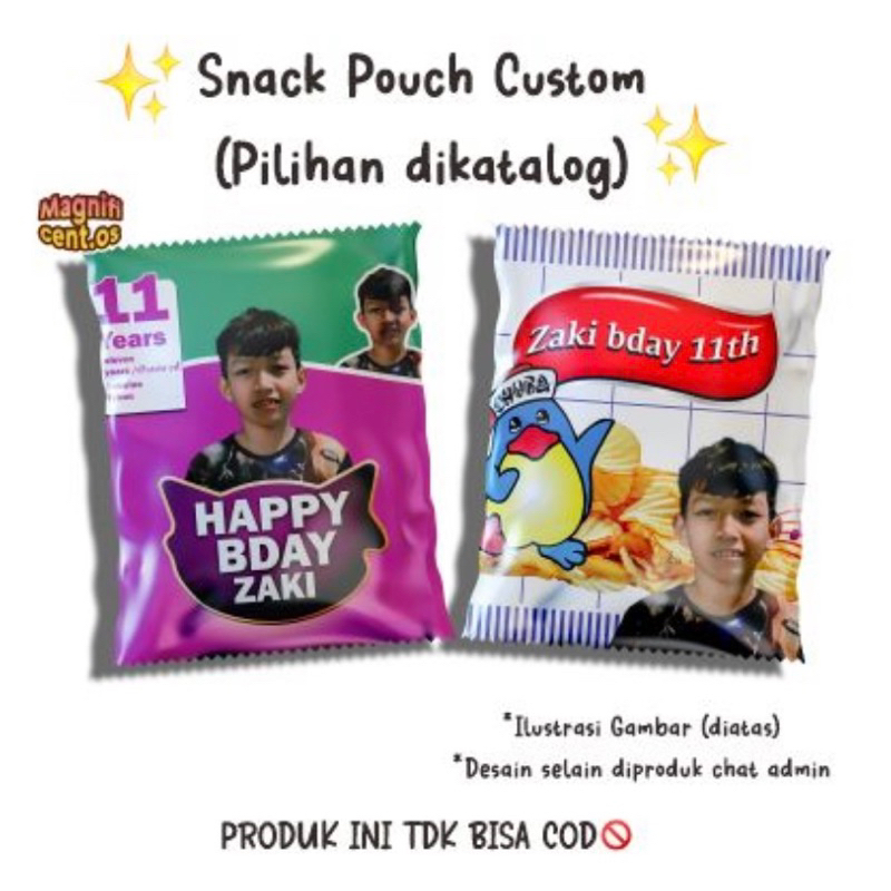 Jual SNACK bungkus snack custom foto /teks dll (Tanpa minimal order) PO ...