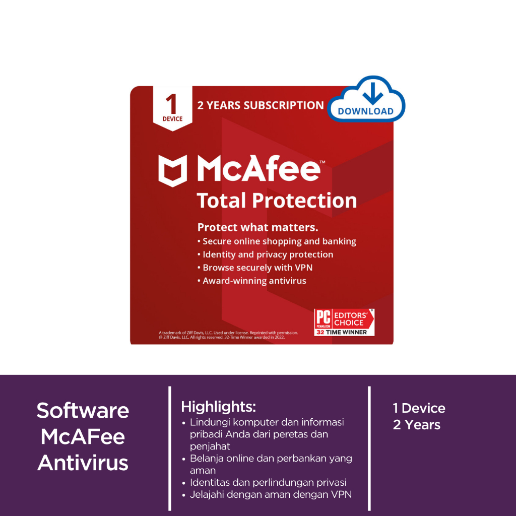 Jual McAfee Total Protection Antivirus Original - 1 Device 2 Years (960079096) | Shopee Indonesia