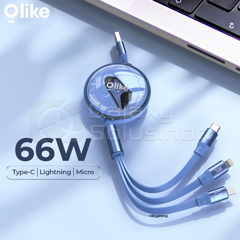 Jual OLIKE D104 66W 3in1 USB Micro Type-C Lightning Fast Charging Cable ...