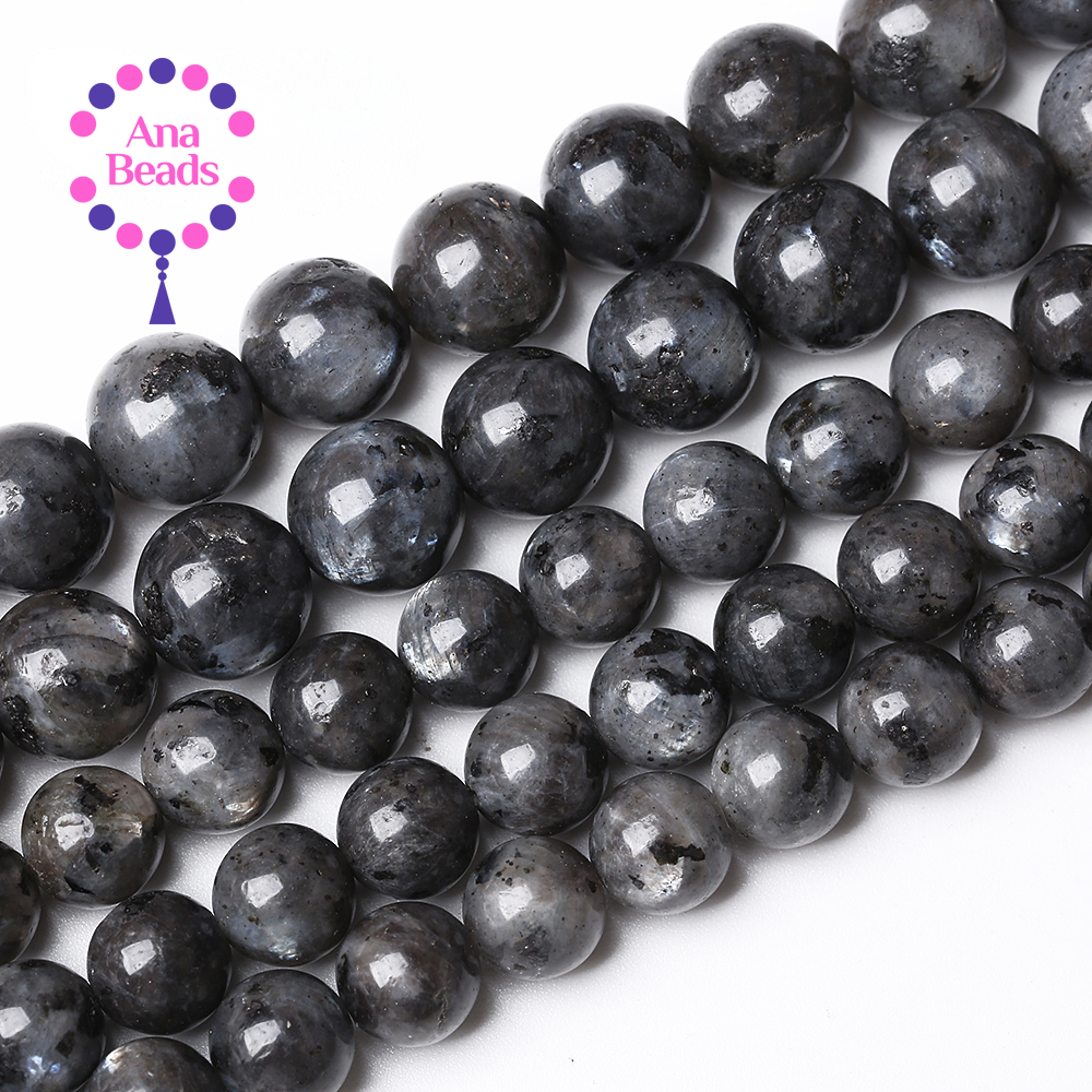 Jual Manik Batu Alam Black Larvikite Labradorite Round Stone Beads ...