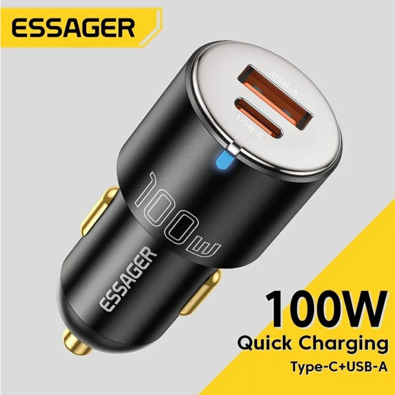 Jual Essager Adaptor Car Charger Mobil USB A + Type C Port 100W Samsung ...