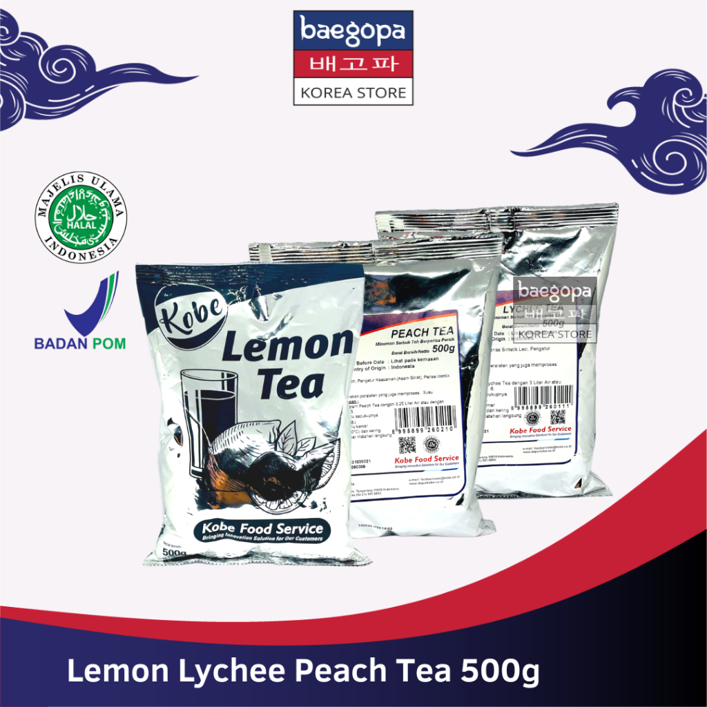 Jual KOBE Lemon Lychee Peach Tea 500 g Halal | Teh Bubuk Lemon Tea ...