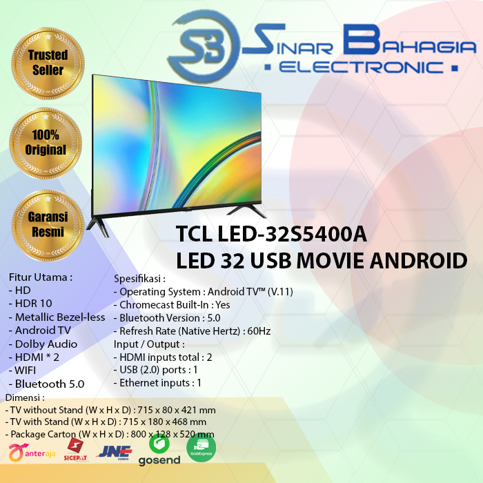 Jual TCL LED-32S5400A LED 32 USB MOVIE ANDROID (NEW) (KHUSUS BANDUNG ...