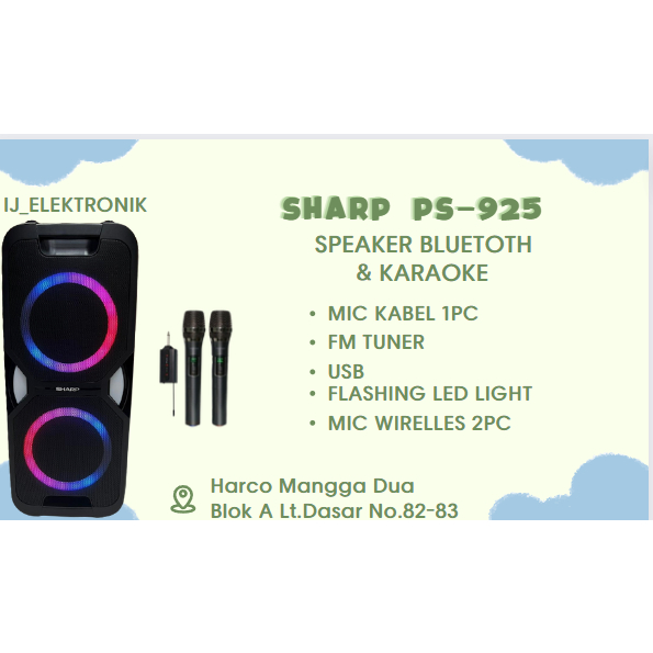 Jual SPEAKER PARTY PORTABLE SHARP PS-925 FREE MIC | Shopee Indonesia