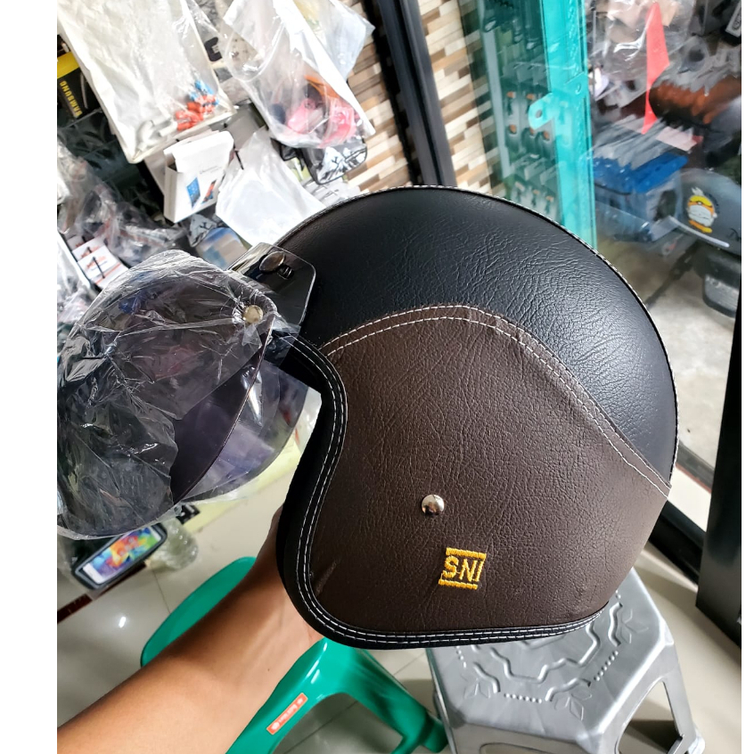 Jual Helm Bogo Kualitas Bagus Full Leher Lapis Kulit Dewasa Helem Boggo ...