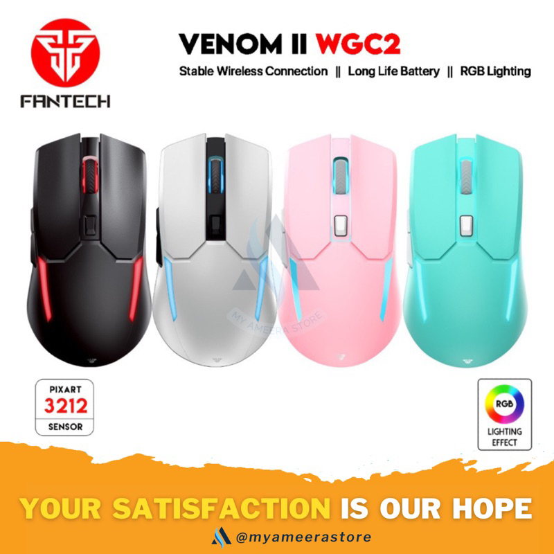Jual FANTECH Venom II WGC2 Mouse Wireless Gaming RGB Rechargeable USB-C ...