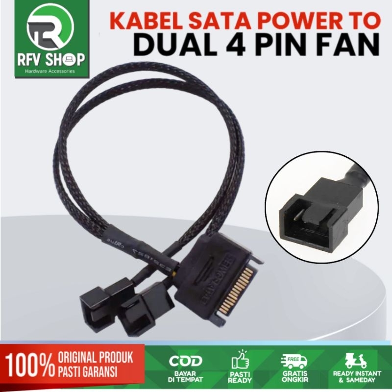 Jual Kabel Splitter SATA male Power to 2x 4 PIN PWM FAN | Shopee Indonesia