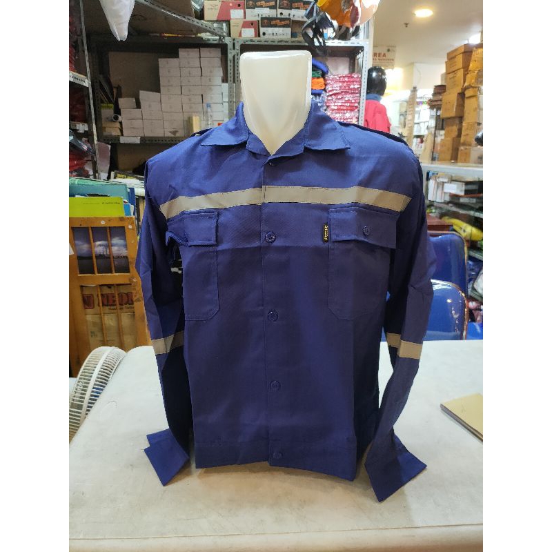Jual Seragam kerja safety atasan lengan panjang warna biru BCA murah ...
