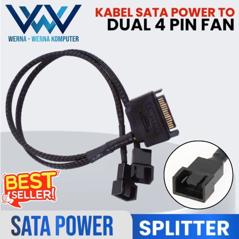 Jual Kabel Splitter SATA male Power to 2x 4 PIN PWM FAN | Shopee Indonesia