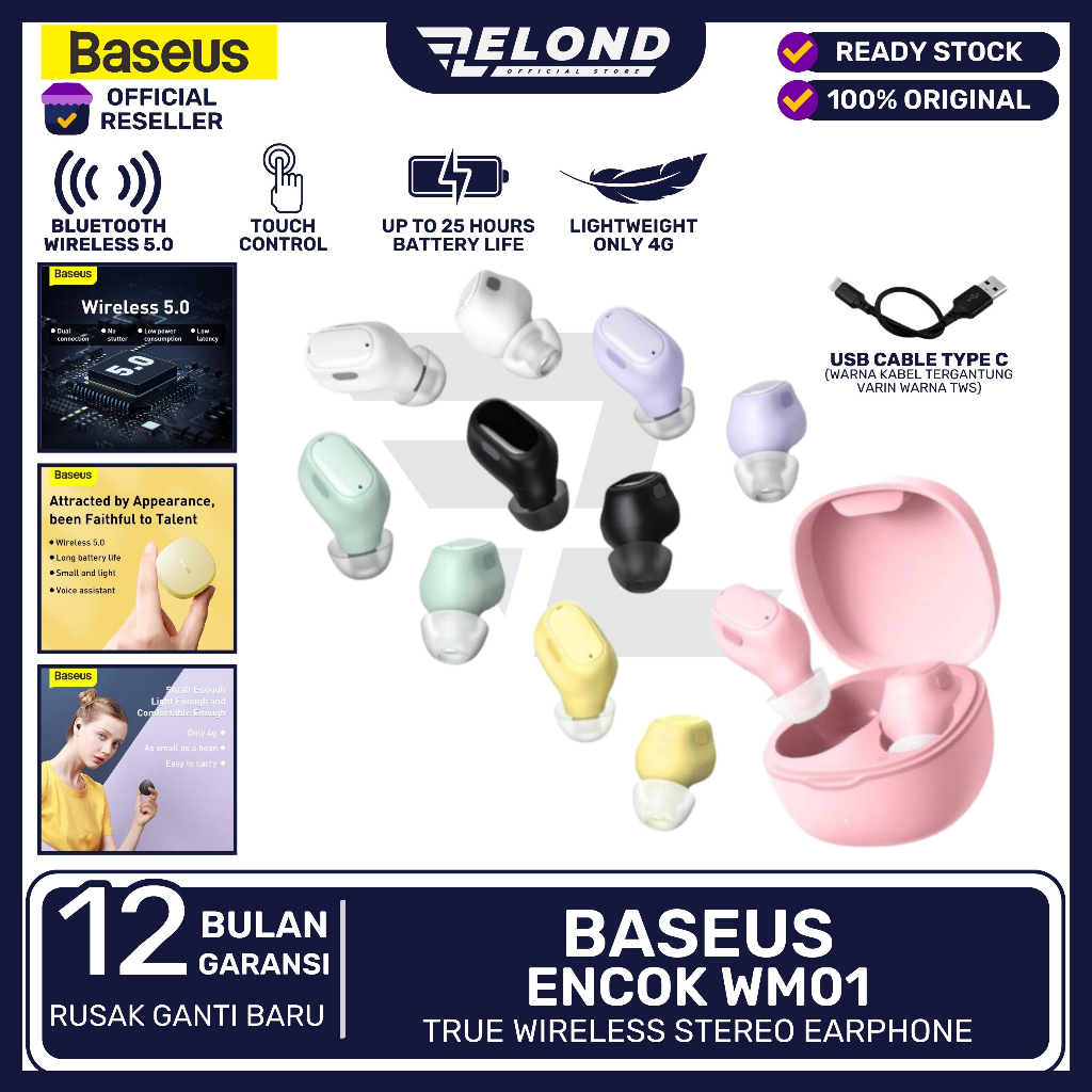 Jual Baseus ENCOK WM01 True Wireless Stereo Bluetooth Earphone Mini ...
