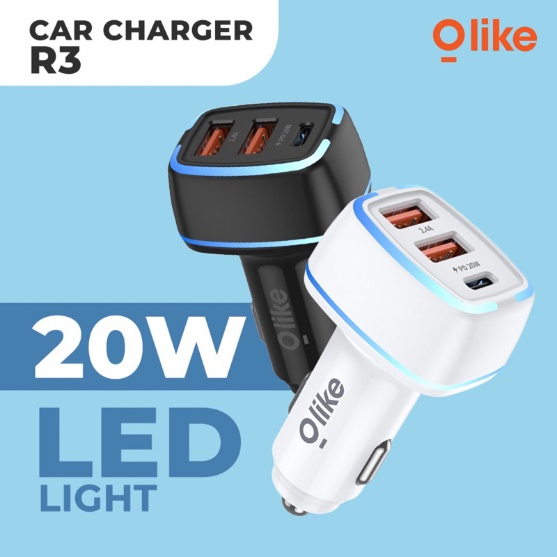 Jual OLIKE R3 CAR CHARGER MOBIL DUAL USB TYPE C FAST CHARGING PD 20W ...