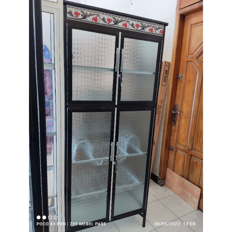 Jual rak piring aluminium full box kaca 2p dan 3p | Shopee Indonesia