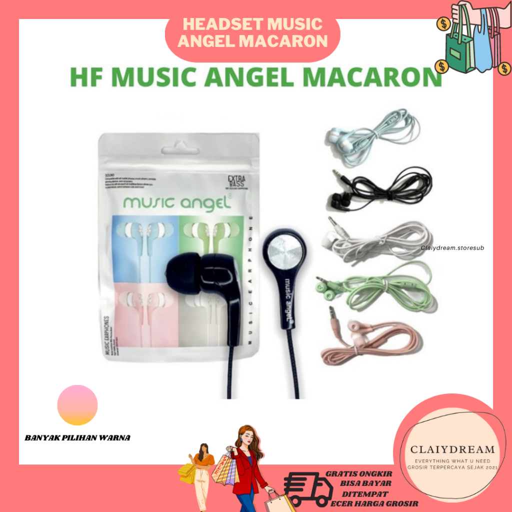 Jual CLAIYDREAM Headset MP3 Music Angel Macaron Earphone Handsfree ...