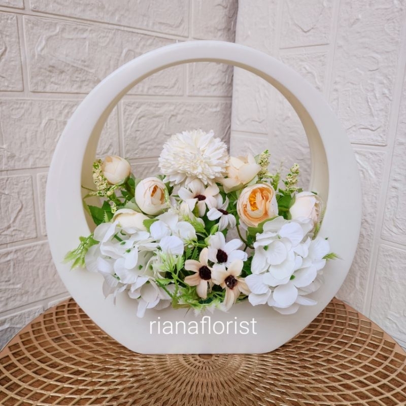 Jual bunga kombinasi artificial vas ring putih | Shopee Indonesia