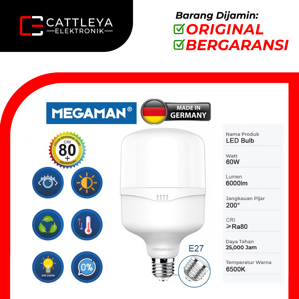 Jual [COD] LAMPU LED / BOHLAM MEGAMAN T-BULB / YTT145Z1 60W / 60 W / 60 WATT 6500K (GARANSI ...