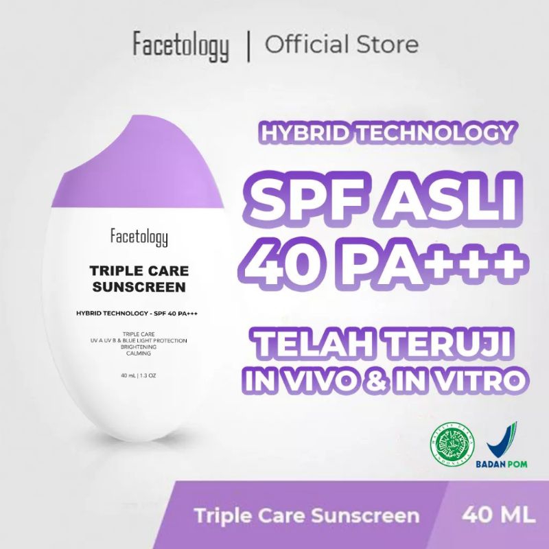 Jual [READY] FACETOLOGY TRIPLE CARE SUNSCREEN SPF 40 Pa +++ TERUJI ...