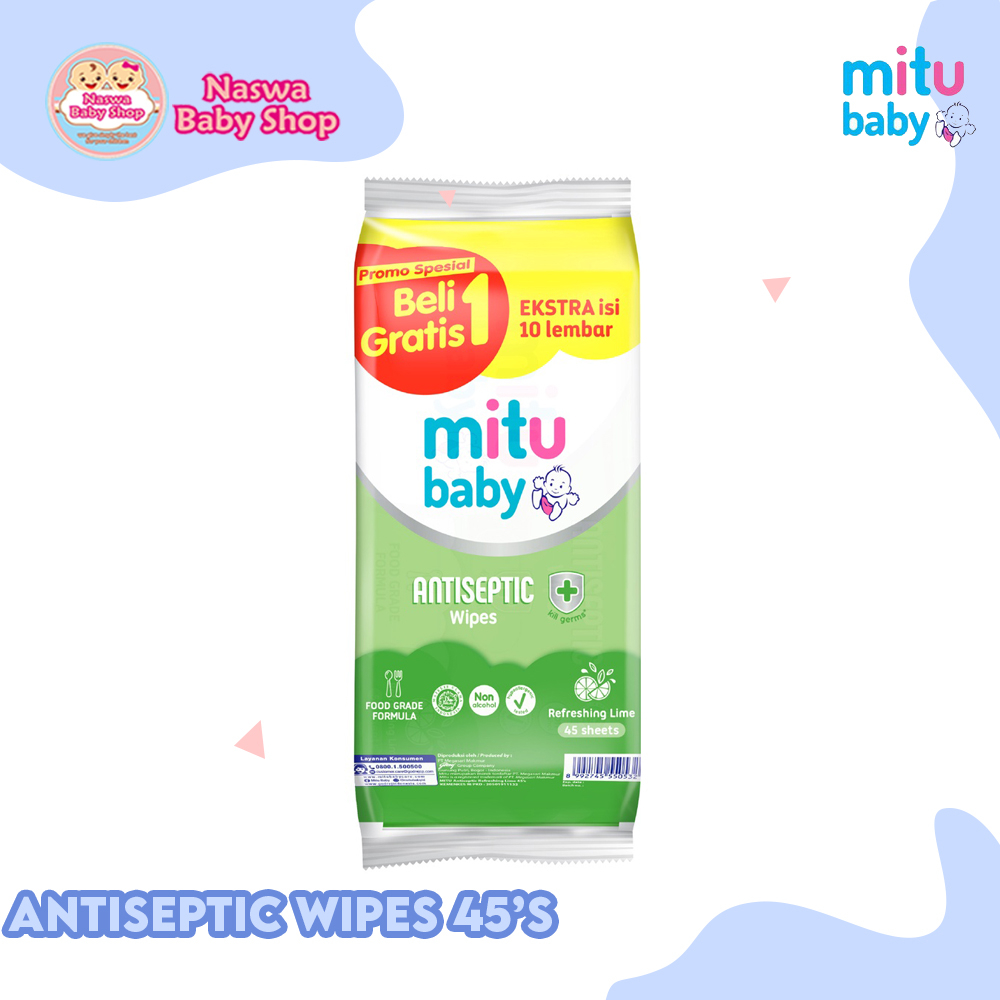Jual Mitu Baby Antiseptic Wipes Tisu Basah Bayi Buy 1 Get 1 45's ...