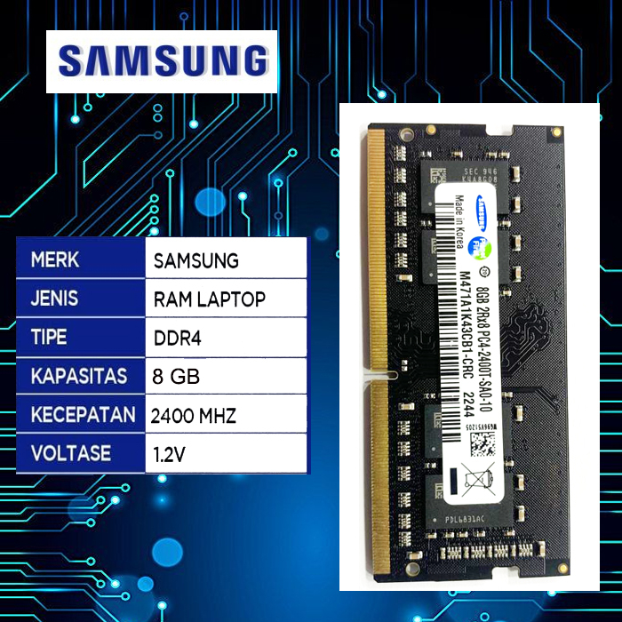 Jual MEMORY RAM LAPTOP SODIM SAMSUNG DDR4 8GB PC4-2400T | Shopee Indonesia