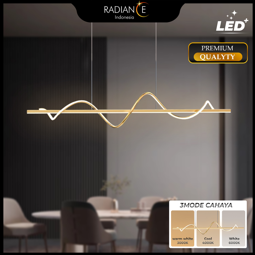 Jual Lampu Gantung Panjang 120cm Gold LED Ulir Hias Modern Minimalis ...