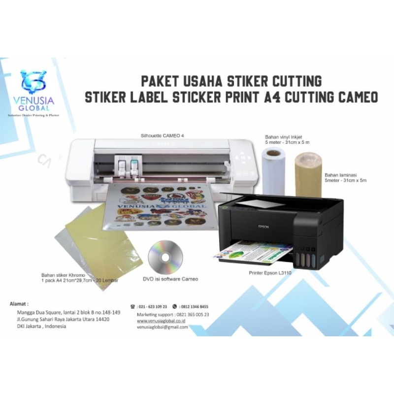 Jual Paket Usaha Cetak Stiker Print dan Cutting | Printer A4 Artpaper ...