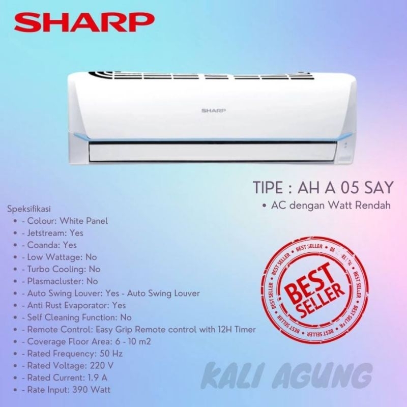 Jual AC AIR CONDITIONING SPLIT SHARP AH A AHA 05 AHA05 SAY 05SAY 0,5 0. ...