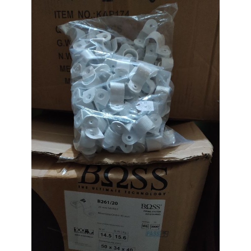 Jual Klem 20mm putih Merk BOSS B 261/20 ini harga per 1 pack isi 100 ...