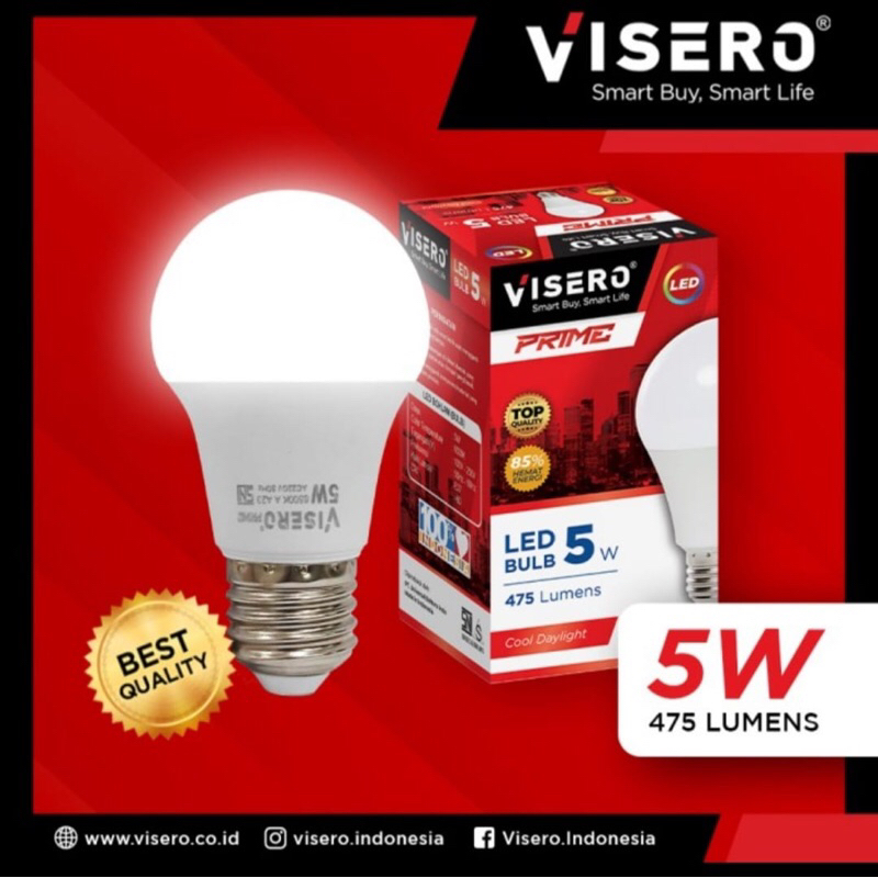 Jual LAMPU BULB LED VISERO PRIME 5W SNI | Shopee Indonesia