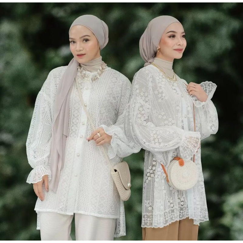 Jual Zola Outer Cardigan | Outer Putih Brukat Lembut premium | Outer ...