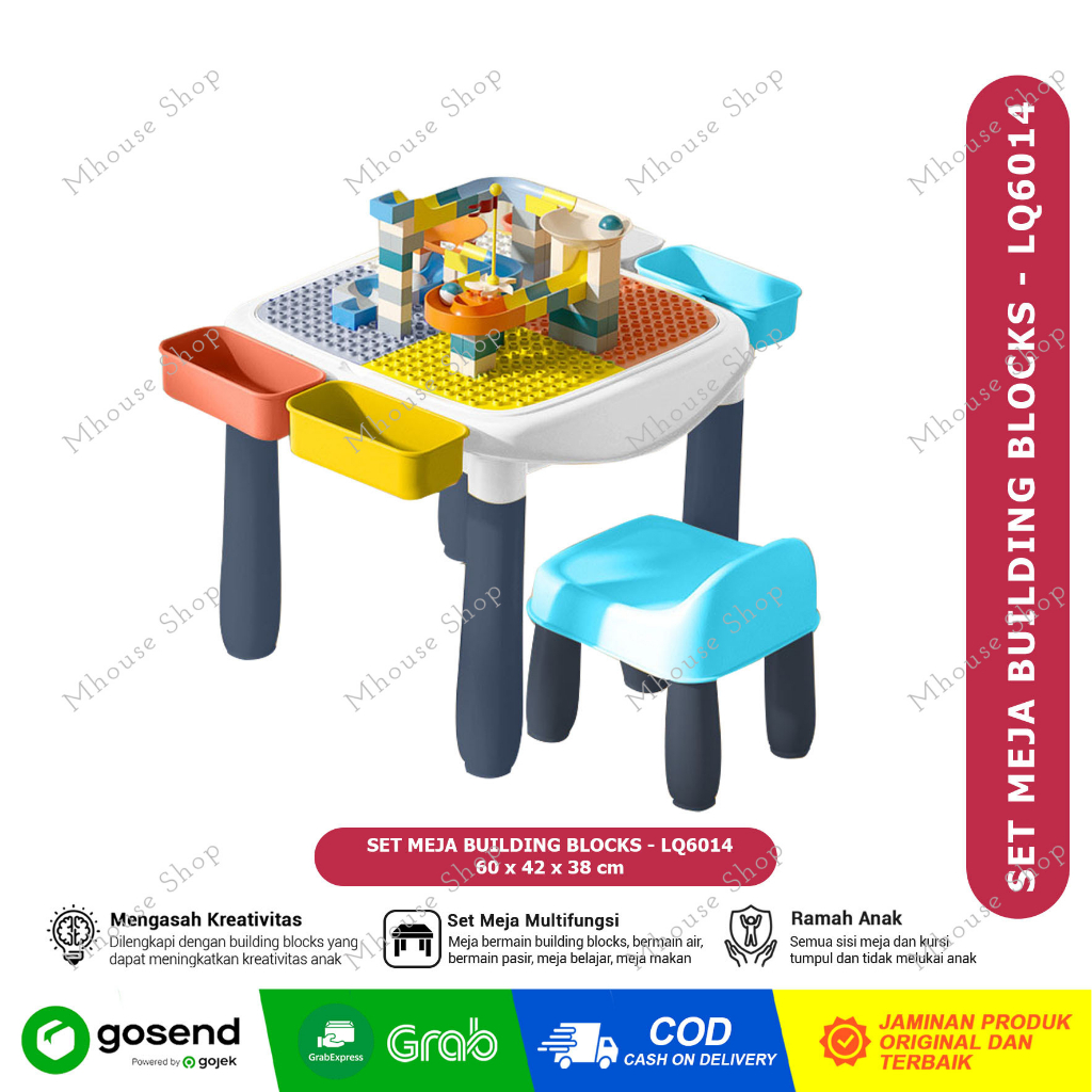 Jual SET MEJA LQ6014 KURSI BUILDING BLOCKS BLOCK BLOK SENSORY TABLE ...