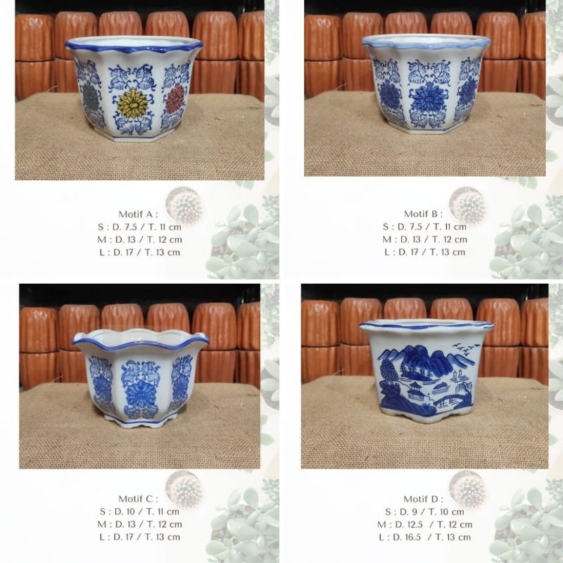 Jual Pot Keramik Import Cantik Satuan / pot keramik motif bunga / Pot ...