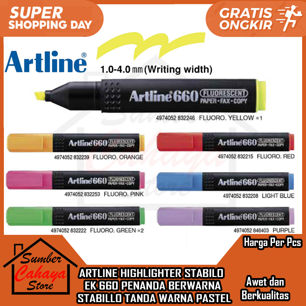 Jual STABILO ARTLINE EK 660 HIGHLIGHTER STABILLO PENANDA BERWARNA PASTEL COLOR TANDA PENGINGAT ...