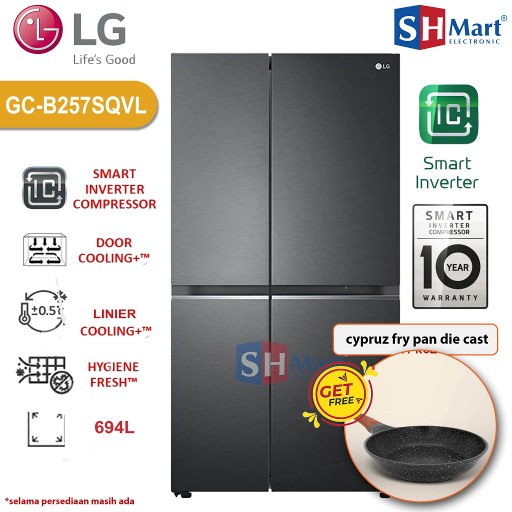 Jual KULKAS LG SIDE BY SIDE GC-B257SQVL KAPASITAS 694 LITER SMART INVERTER COMPRESSOR GC ...