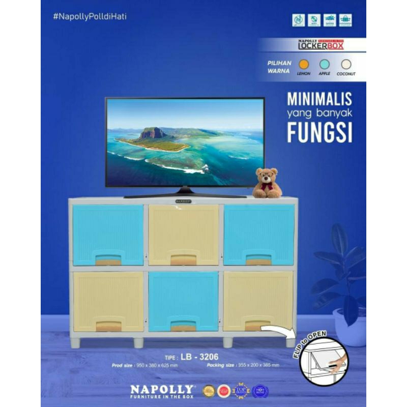 Jual lemari plastik napolly loker box 3206 / lemari flip napolly susun ...