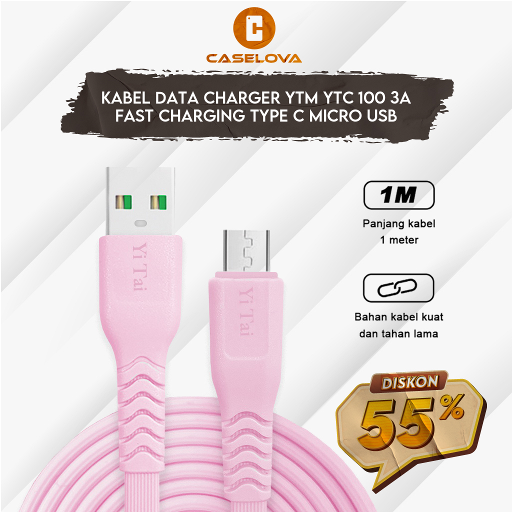 Jual Kabel Data Charger YTM YTC 100 3A Fast Charging Type C Micro USB ...