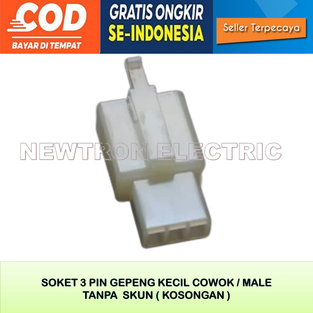 Jual SOKET 3 PIN MALE SOCKET KABEL 3 PIN MALE SOKET 3 PIN GEPENG KECIL ...