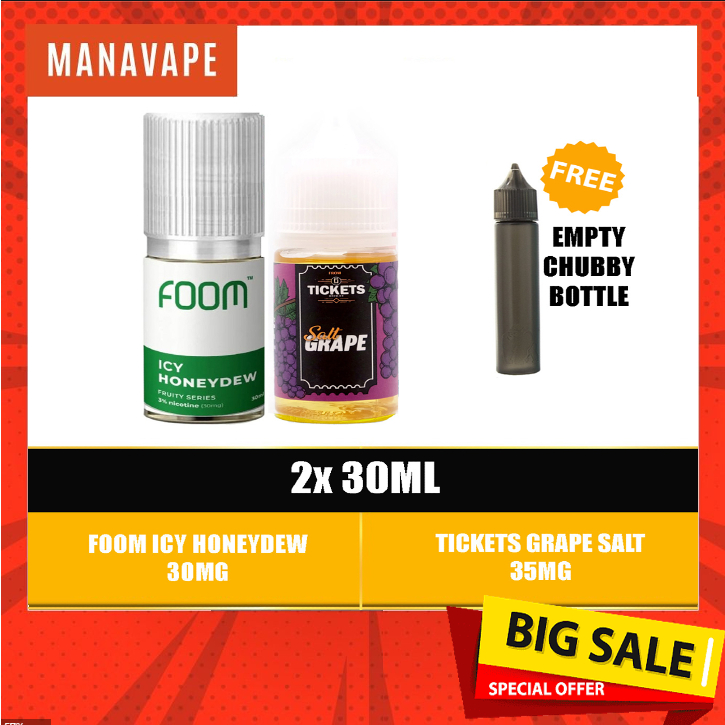 Jual PROMO FOOM ICY HONEYDEW SALT NIC 30ML + TICKET GRAPE SALT NIC 30ML ...