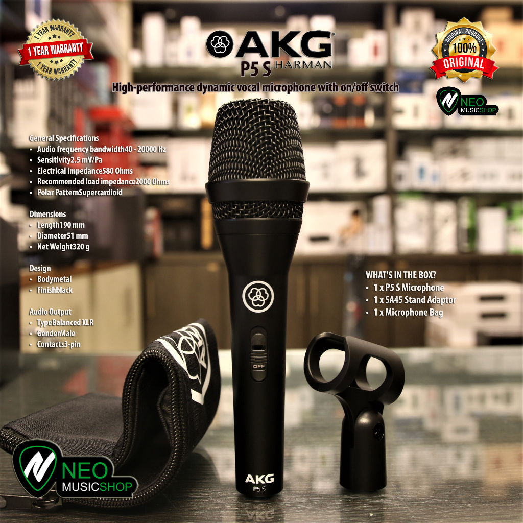 Jual AKG P5 S High-performance Dynamic vocal microphone with on/off Switch | Shopee Indonesia